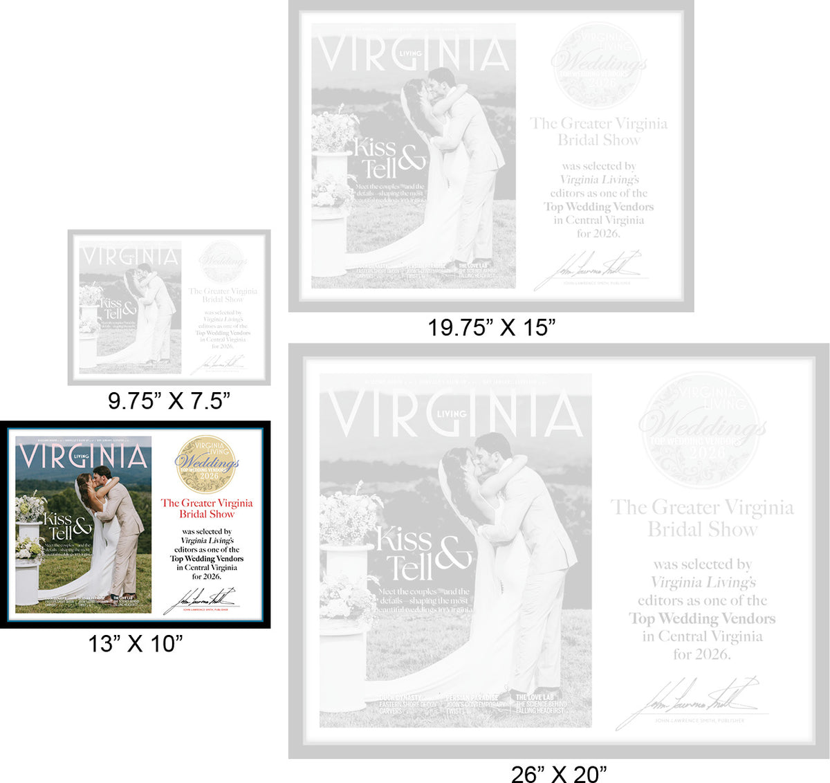 Official Top Wedding Vendors 2026 Plaque, M (13" x 10")