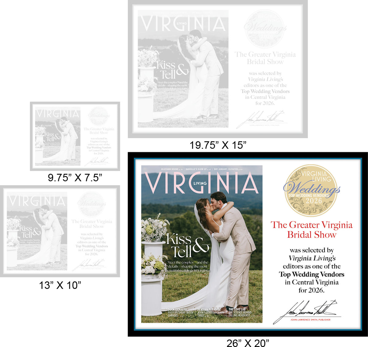 Official Top Wedding Vendors 2026 Plaque, XL (26" x 20")